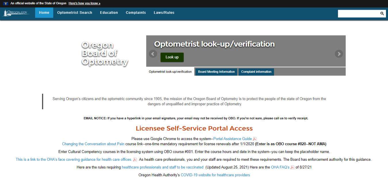 Oregon Board of Optometry: Essential Licensing Information