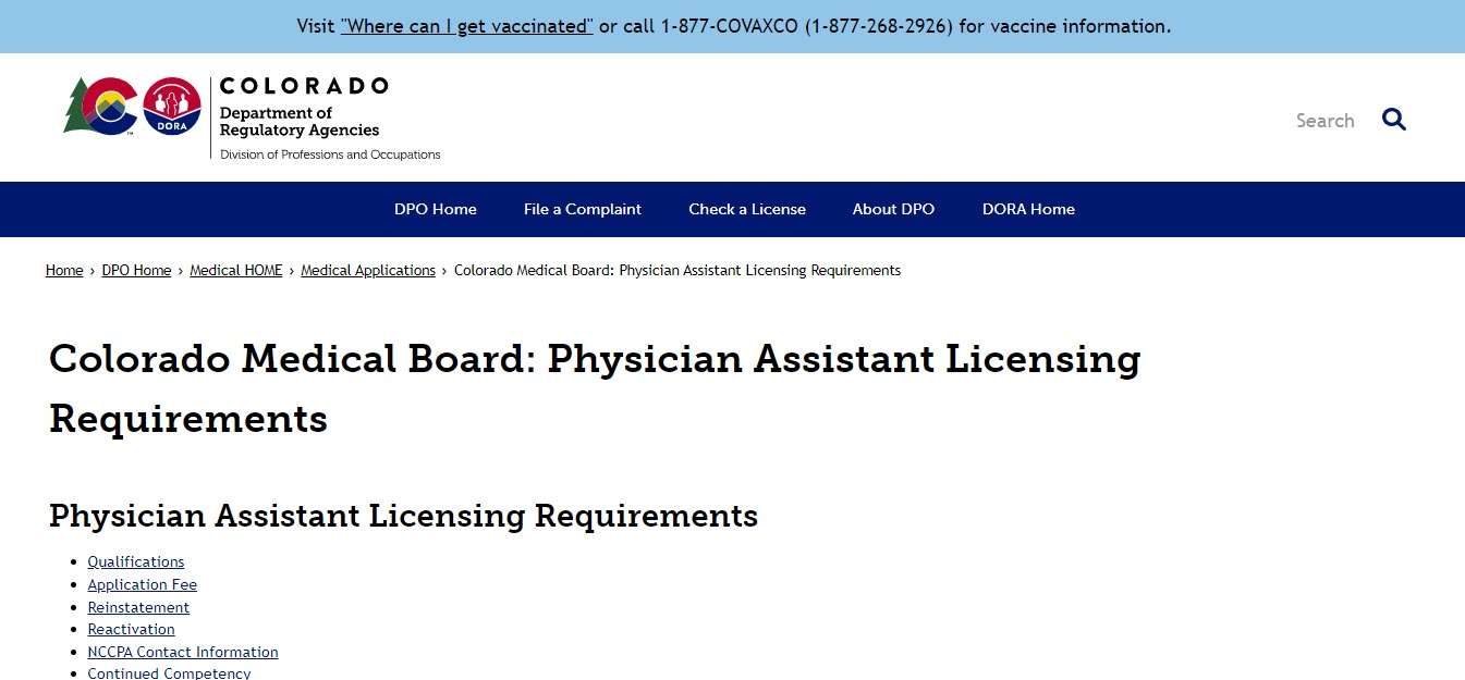 Colorado Board of Physician Assistants: Licensing and Renewal ... Colorado Board of Physician Assistants: Licensing and Renewal ...