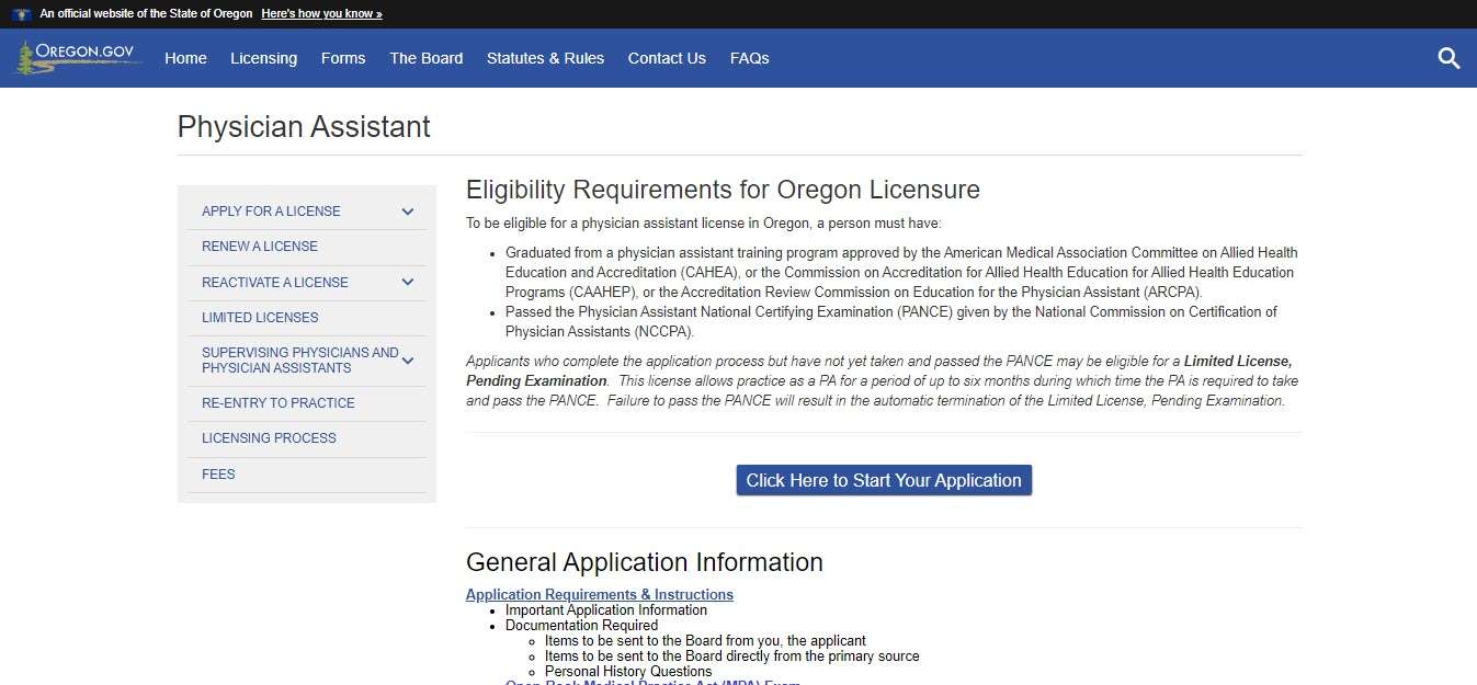 Oregon Board of Physician Assistants: Essential Licensing Practices ...