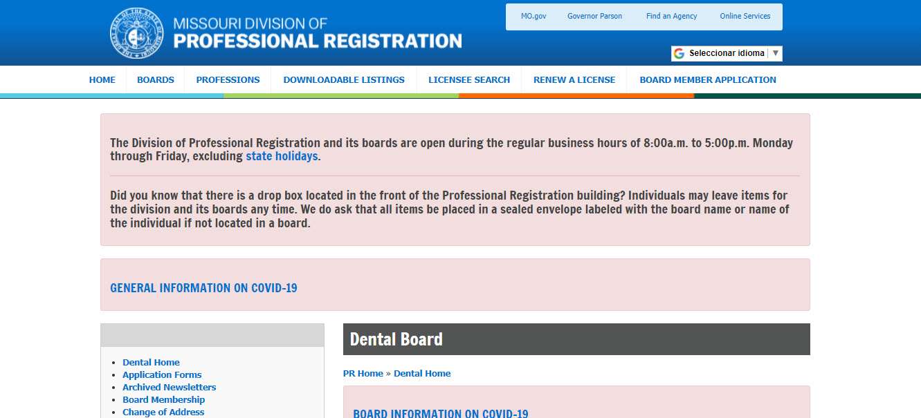 Missouri Board of Dental Assistants: Quick Licensing Reference Missouri Board of Dental Assistants: Quick Licensing Reference